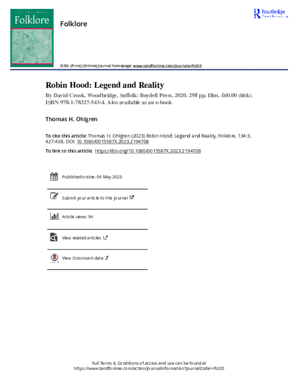 (PDF) Robin Hood Legend and Reality