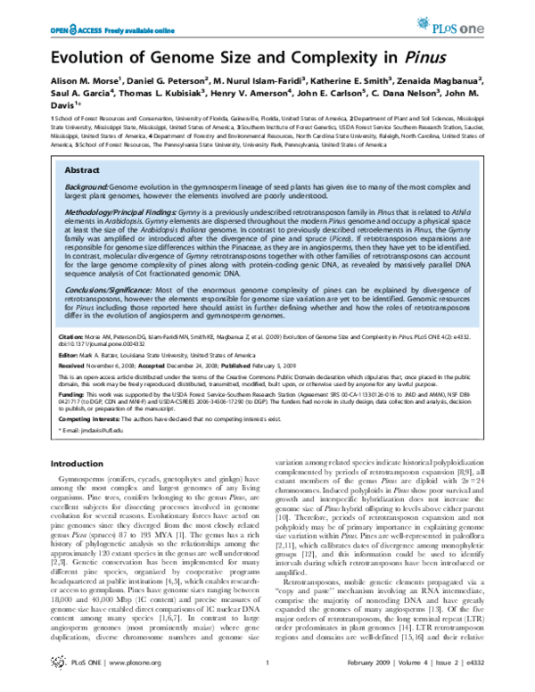 (PDF) Evolution of Genome Size and Complexity in Pinus