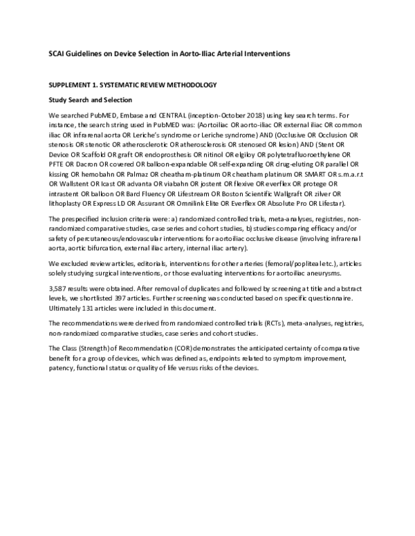 (PDF) SCAI guidelines on device selection in Aorto‐Iliac arterial interventions