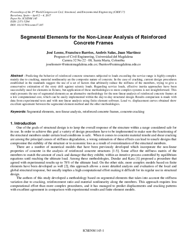 (PDF) Segmental Elements for the Non-Linear Analysis of Reinforced ...
