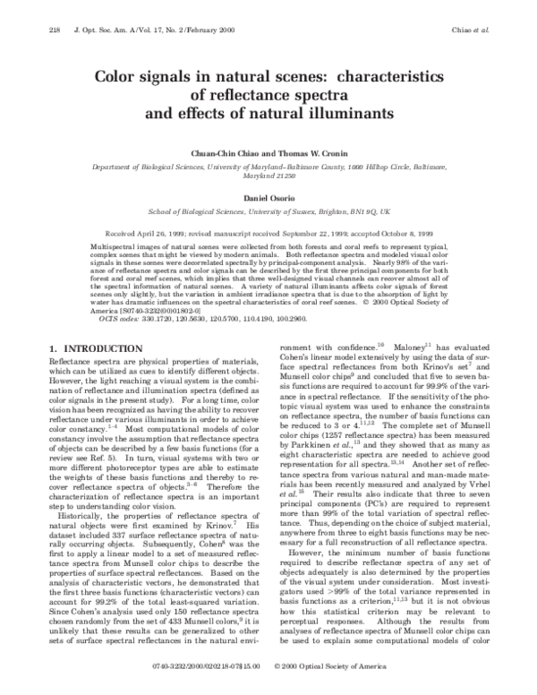 (PDF) Color signals in natural scenes: characteristics of reflectance ...