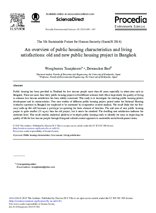 (PDF) An Overview of Public Housing Characteristics and Living ...