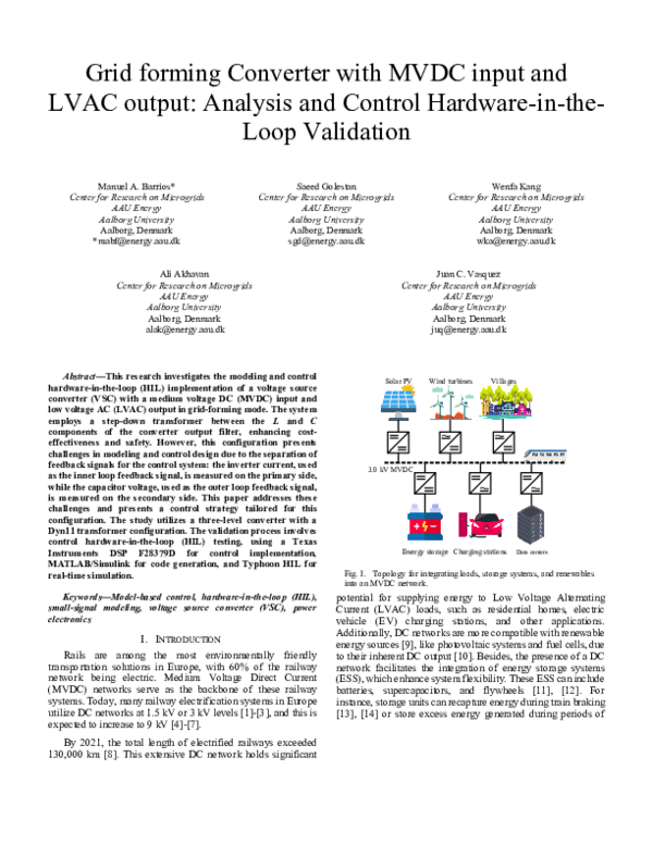 (PDF) Grid forming Converter with MVDC input and LVAC output: Analysis and Control Hardware-in ...