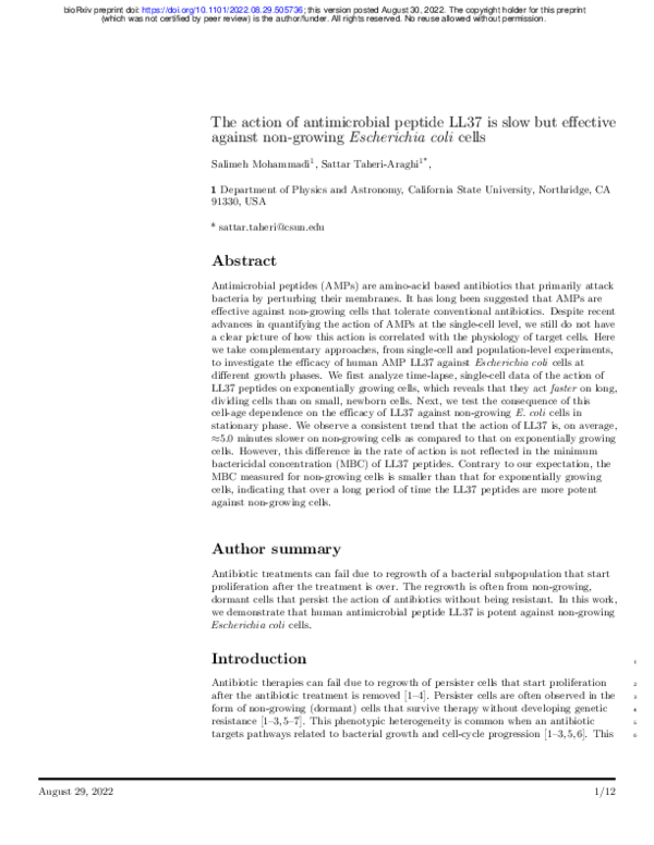 (PDF) The action of antimicrobial peptide LL37 is slow but effective ...