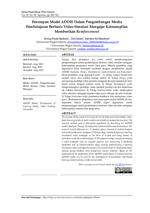 (PDF) Penerapan Model ADDIE Dalam Pengembangan Media Pembelajaran Berbasis Video Simulasi ...