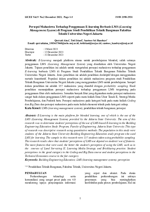 (PDF) Persepsi Mahasiswa Terhadap Penggunaan E-learning Berbasis LMS (Learning Management System ...
