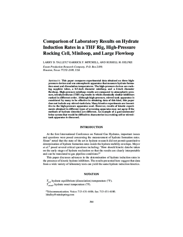 (PDF) Comparison of Laboratory Results on Hydrate Induction Rates in a ...