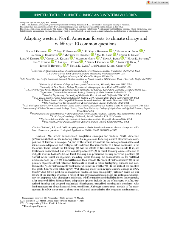 Adapting western North American forests to climate change and wildfires ...