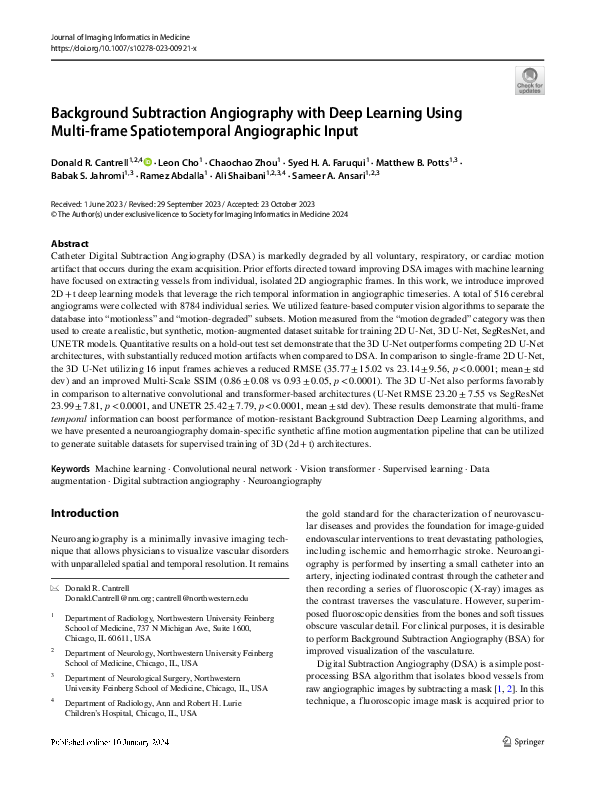 Background Subtraction Angiography with Deep Learning Using Multi-frame Spatiotemporal ...