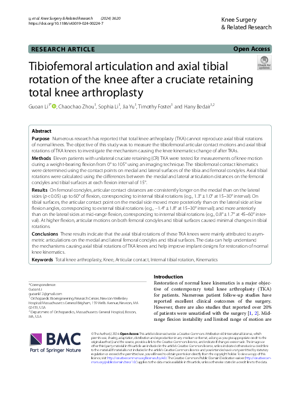 (PDF) Tibiofemoral articulation and axial tibial rotation of the knee ...