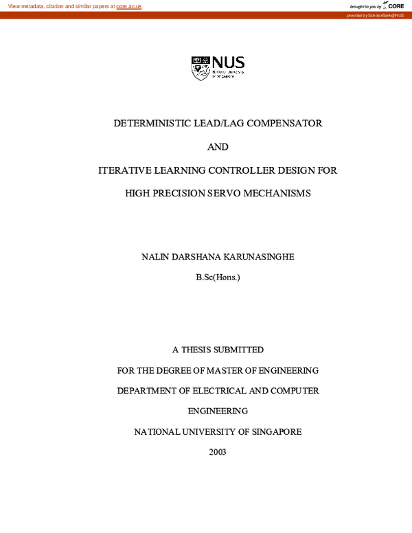 (PDF) Deterministic lead/lag compensator and iterative learning controller design for high ...