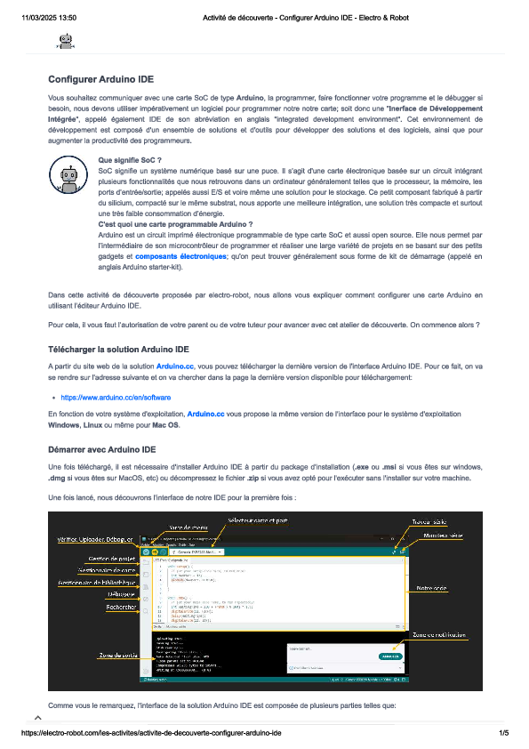 (PDF) Configurer sa carte Arduino - Electro & Robot