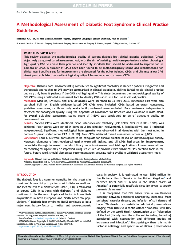 (PDF) A Methodological Assessment of Diabetic Foot Syndrome Clinical ...