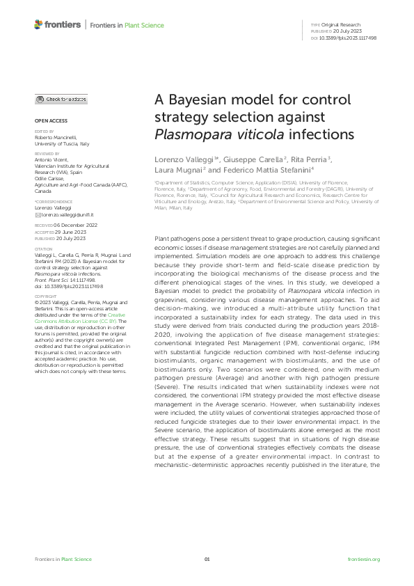 (PDF) A Bayesian model for control strategy selection against ...