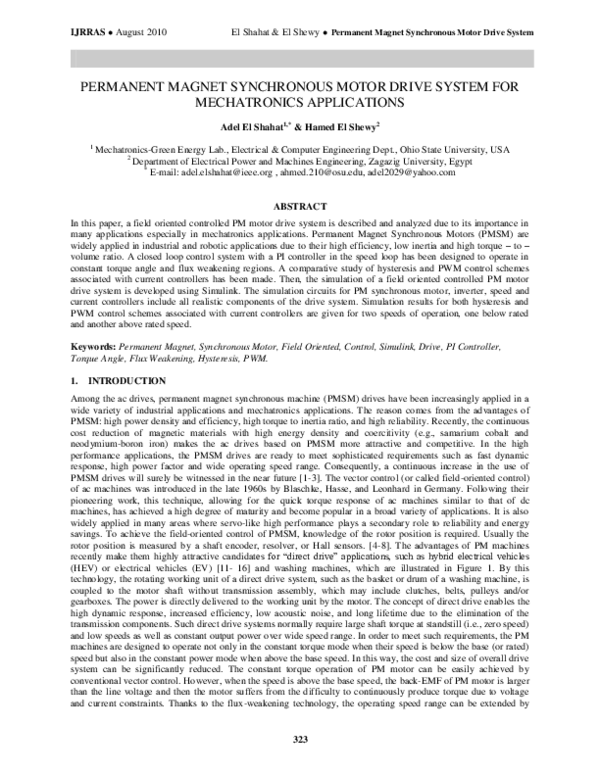 (PDF) Permanent Magnet Synchronous Motor Drive System for Mechatronics ...