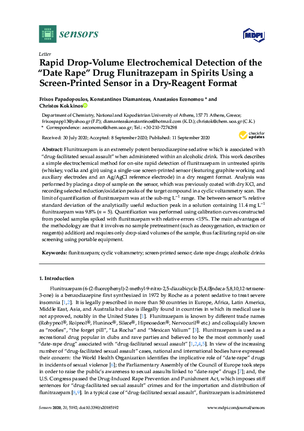 (PDF) Rapid Drop-Volume Electrochemical Detection of the “Date Rape ...