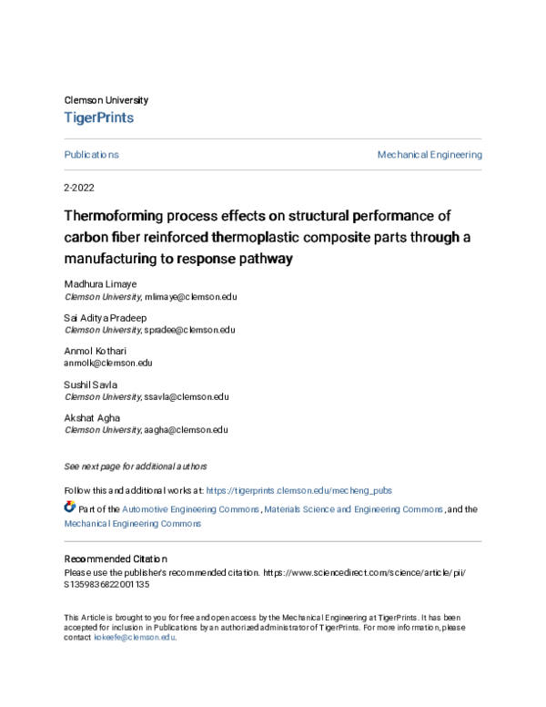 (PDF) Thermoforming process effects on structural performance of carbon ...