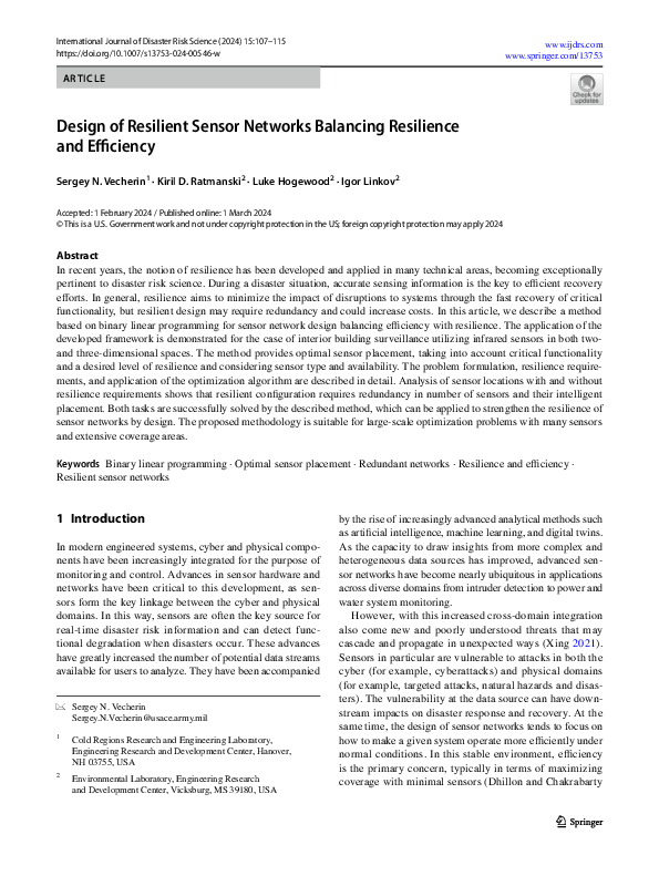 (PDF) Design of Resilient Sensor Networks Balancing Resilience and Efficiency