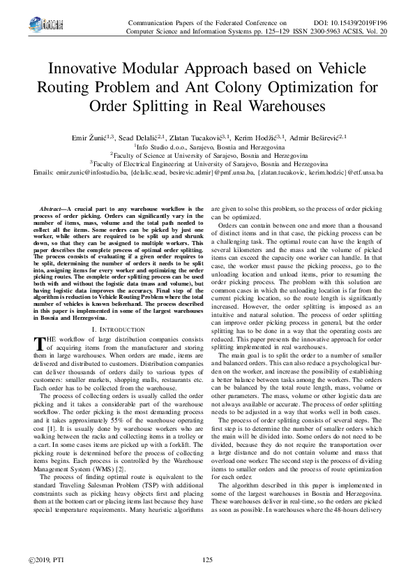 Innovative Modular Approach Based On Vehicle Routing Problem And Ant Colony Optimization For