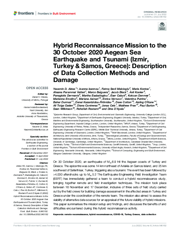 A FIELD REPORT BY EEFIT: The Aegean Earthquake and Tsunami of 30 ...
