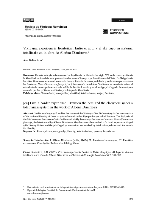 (PDF) Vivir una experiencia fronteriza. Entre el aquí y el allí bajo un ...