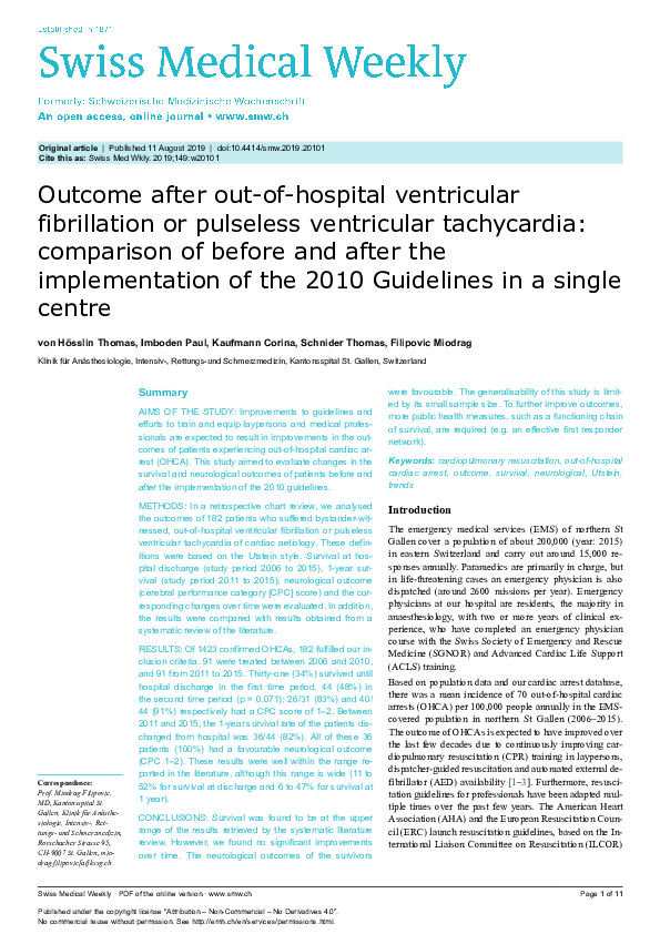 (PDF) Outcome after out-of-hospital ventricular fibrillation or ...