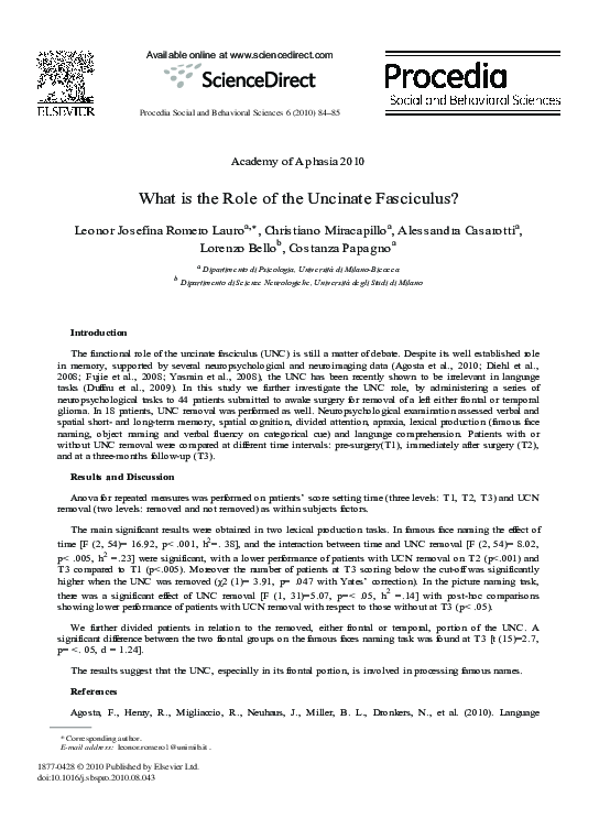 (PDF) What is the role of the uncinate fasciculus?