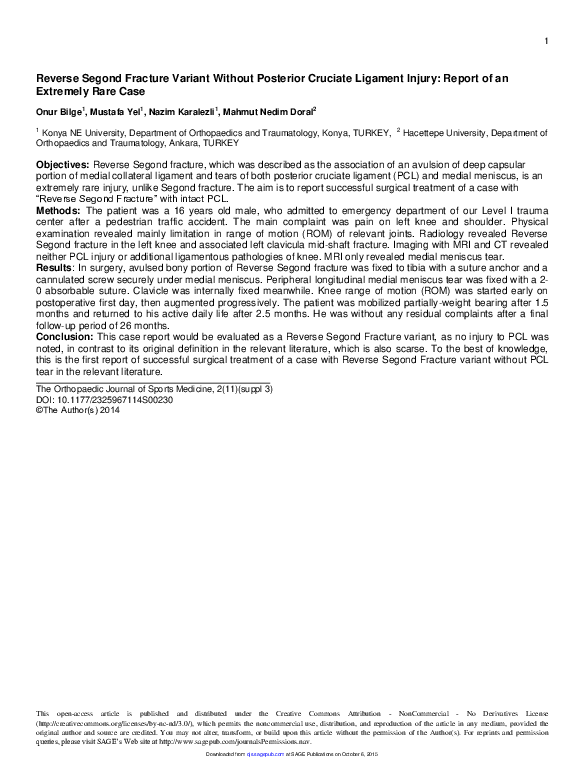 (PDF) Reverse Segond Fracture Variant Without Posterior Cruciate ...