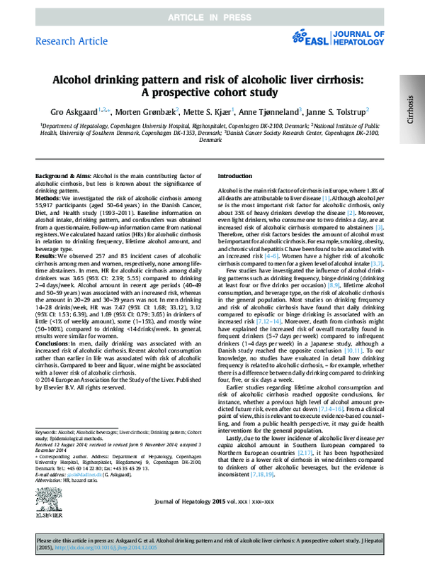 (PDF) Alcohol drinking pattern and risk of alcoholic liver cirrhosis: A ...