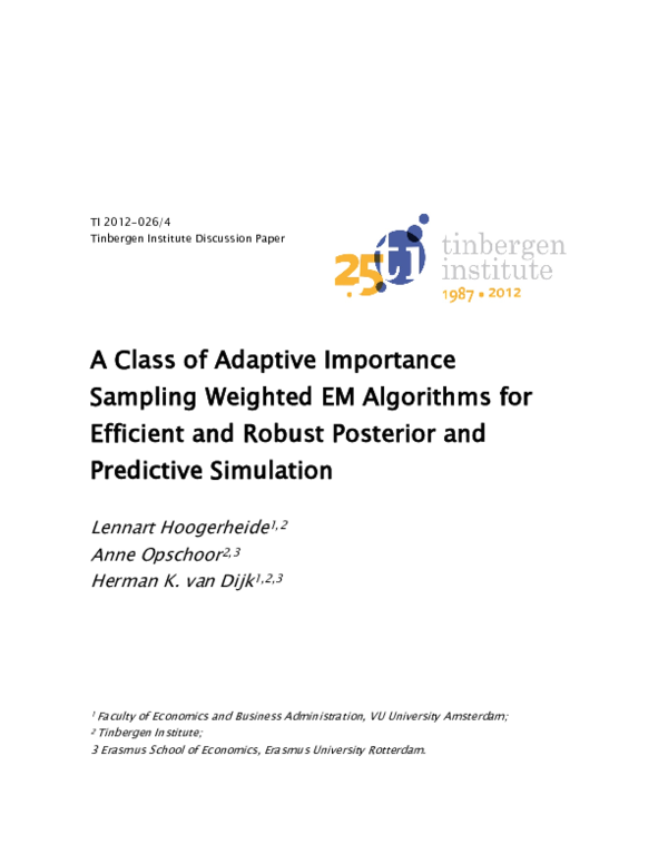 (PDF) A Class of Adaptive Importance Sampling Weighted EM Algorithms ...