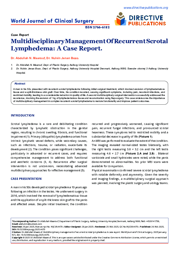 Multidisciplinary Management Of Recurrent Scrotal Lymphedema: A Case Report