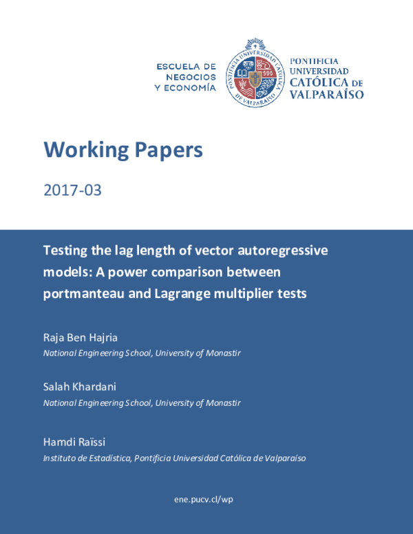 (PDF) Testing the lag length of vector autoregressive models: A power ...