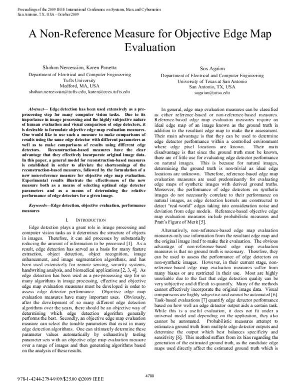 (PDF) A non-reference measure for objective edge map evaluation