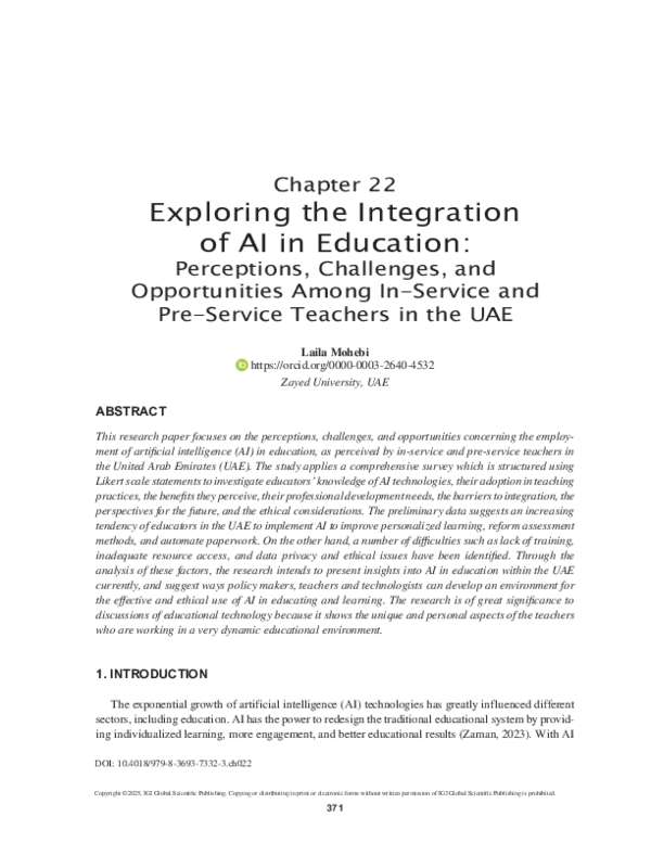 (PDF) Exploring the Integration of AI in Education: Perceptions, Challenges, and Opportunities ...