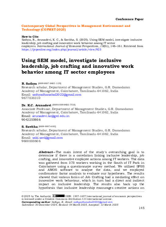 (PDF) Using SEM model, investigate inclusive leadership, job crafting ...