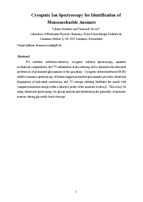 (PDF) Cryogenic Ion Spectroscopy for Identification of Monosaccharide ...