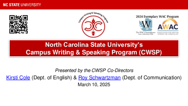 North Carolina State University's Campus Writing & Speaking Program (CWSP)