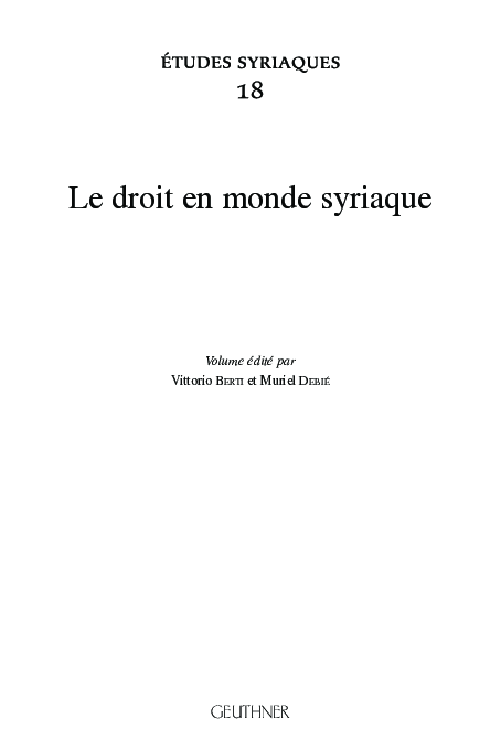 (PDF) Early Syriac Legal Culture in Roman Mesopotamia: P. Dura 28 as an ...