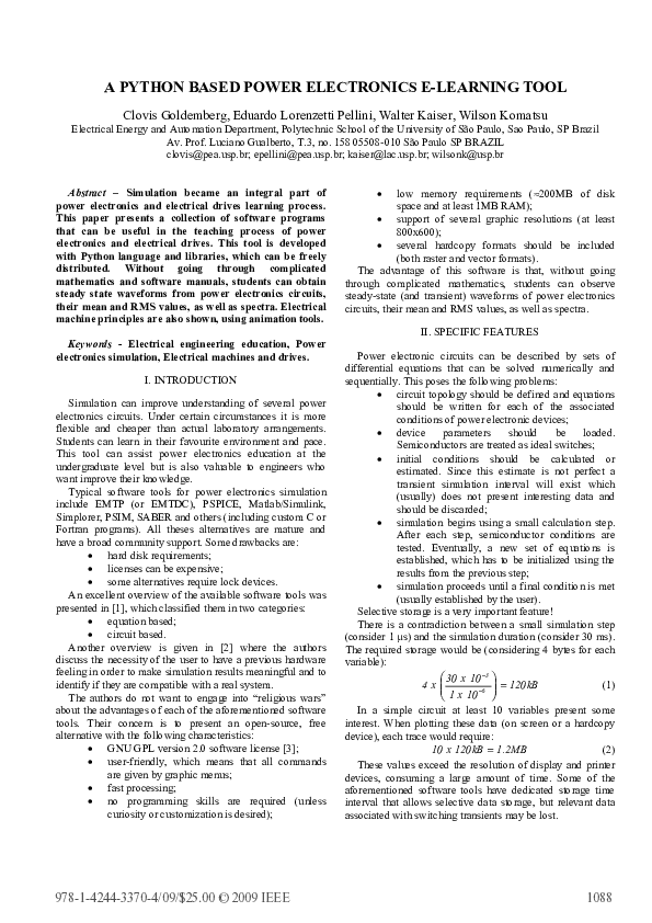 (PDF) A Python based power electronics E-learning tool
