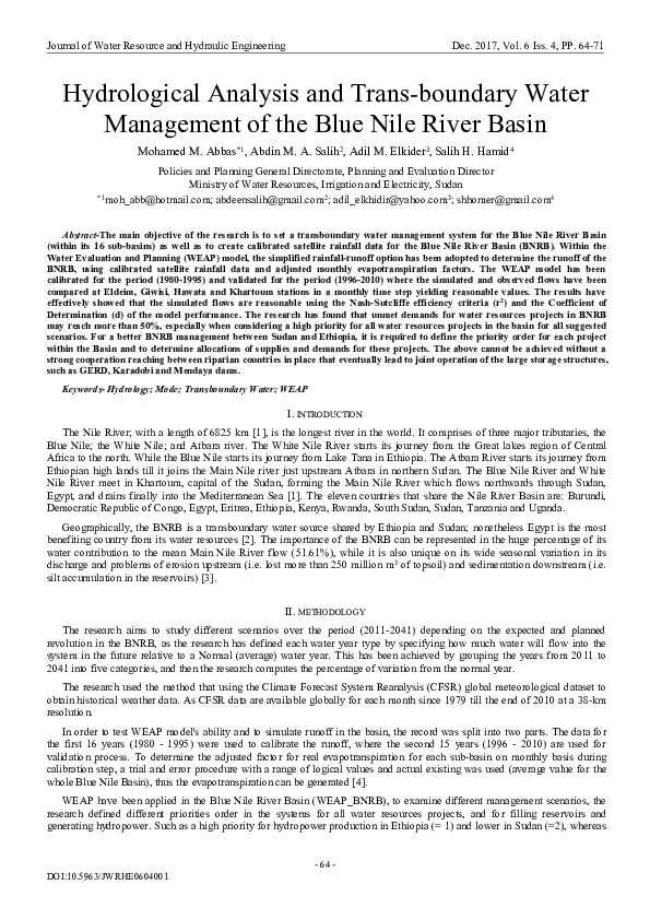 (PDF) Hydrological Analysis and Trans-boundary Water Management of the ...