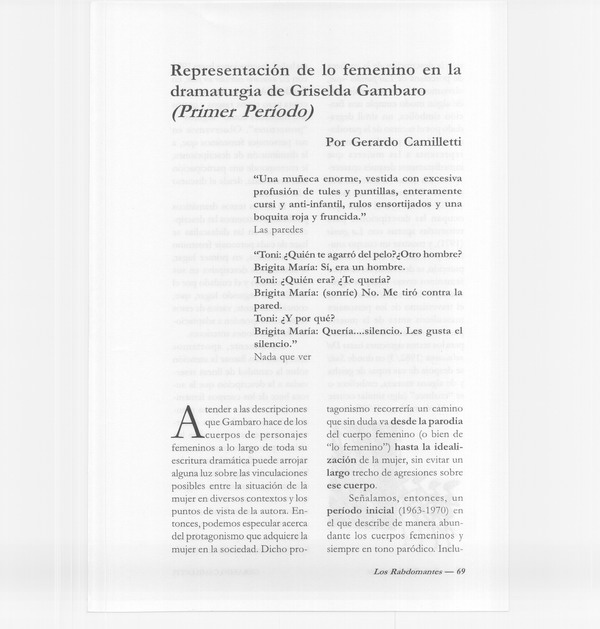 (PDF) Representación de lo femenino en la dramaturgia de Griselda ...