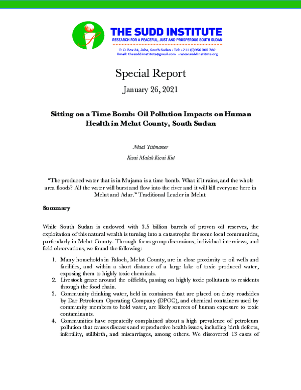 (PDF) Sitting on a Time Bomb: Oil Pollution Impacts on Human Health in ...