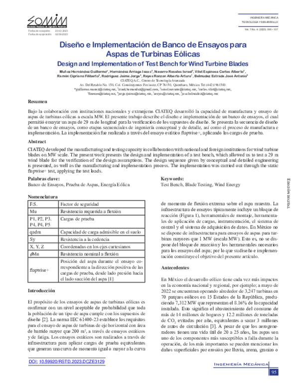 (PDF) Diseño e Implementación de Banco de Ensayos para Aspas de ...