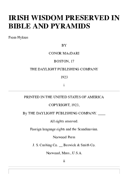 (PDF) IRISH WISDOM PRESERVED IN BIBLE AND PYRAMIDS