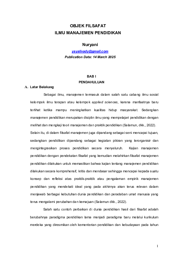 (PDF) OBJEK FILSAFAT ILMU MANAJEMEN PENDIDIKAN