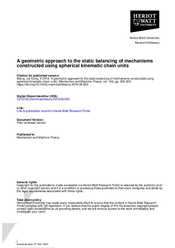 (PDF) A geometric approach to the static balancing of mechanisms ...