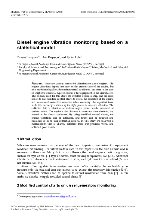 (PDF) Diesel engine vibration monitoring based on a statistical model
