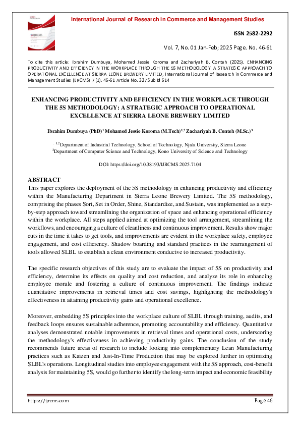 (PDF) ENHANCING PRODUCTIVITY AND EFFICIENCY IN THE WORKPLACE THROUGH THE 5S METHODOLOGY: A ...
