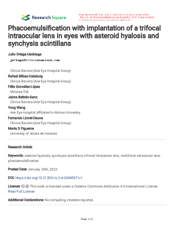 (PDF) Phacoemulsification with implantation of a trifocal intraocular ...