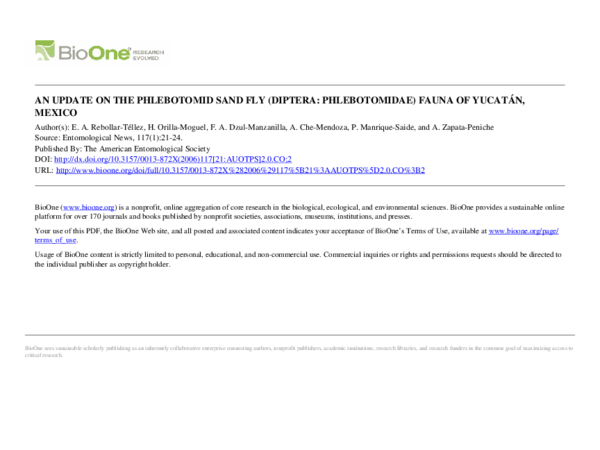 (PDF) An Update on the Phlebotomid Sand Fly (Diptera: Phlebotomidae ...